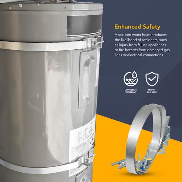 PLUMBFLEX 55 Gal. Seismic Water Heater Restraining Strap in Galvanized ...