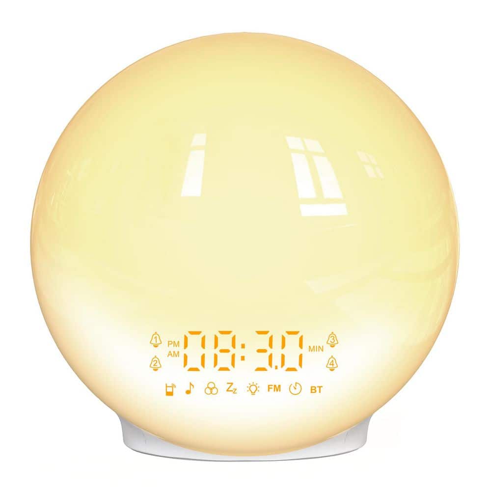 White Smart Wake Up Light Sunrise Alarm Clock with Dawn-Dusk Simulation ...