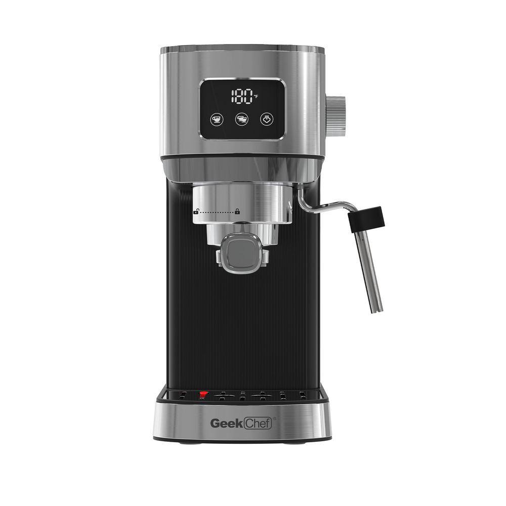 FUNKOL Geek Chef 2-Cup Silver Stainless Steel Espresso Machine with ESE ...