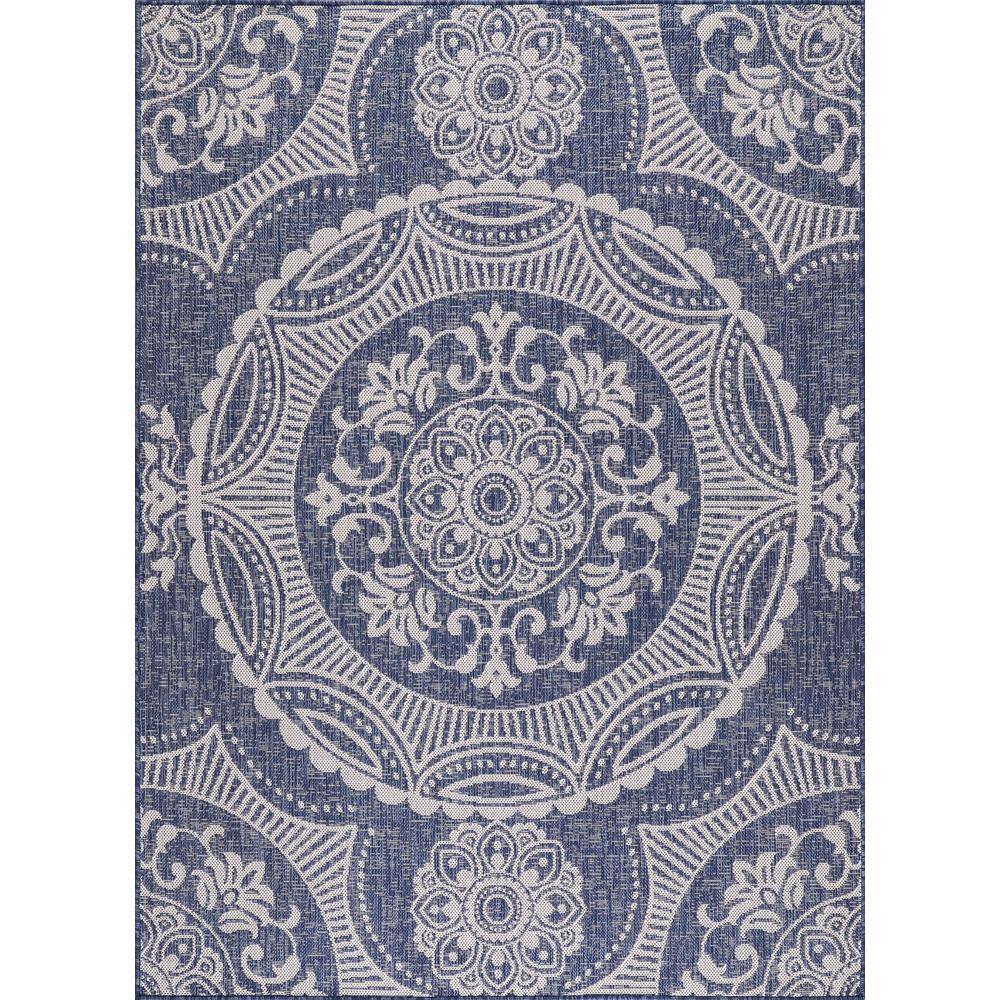 Beverly Rug Blue 10 ft. x 14 ft. Waikiki Medallion Modern Indoor ...
