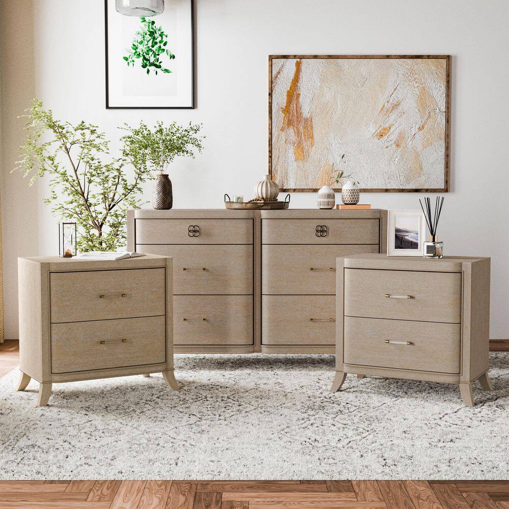 Furniture of America Ellington 3-Piece Natural Oak 2 Drawer 30 in. W ...