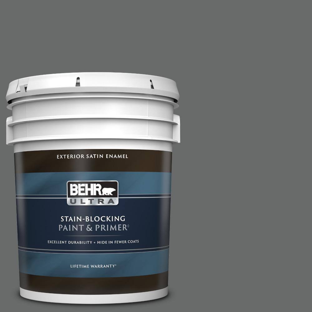 BEHR ULTRA 5 gal. #PPU26-02 Imperial Gray Satin Enamel Exterior Paint ...