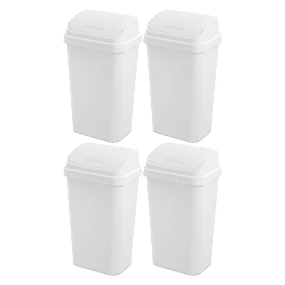 Sterilite 13 Gal. White Swing Top Lid Kitchen Wastebasket Plastic ...