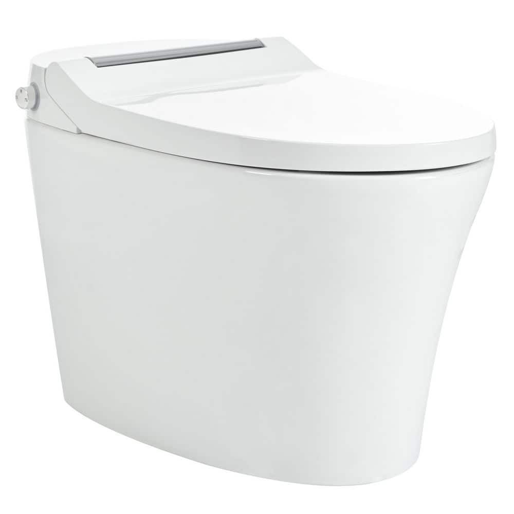 Elongated Smart Bidet Toilet 1.0/1.28 GPF in White with Dual Flush ...