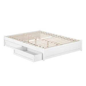 AFI Barcelona White Solid Wood Frame Full Panel Platform Bed with Storage Drawers AR7888132 ...