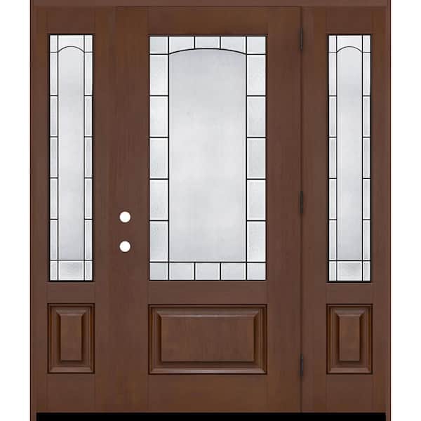 Regency 68 in. x 80 in. 3/4 Empire Decorative Glass LHOS Chestnut ...