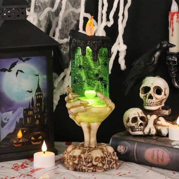 Black Globe Candles: USB/Battery Operated, Spooky Spinning Glitter ...