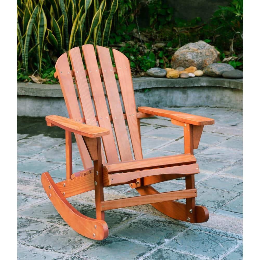 HOTEBIKE Adirondack Walnut Solid Wood Outdoor Rocking Chairs ...