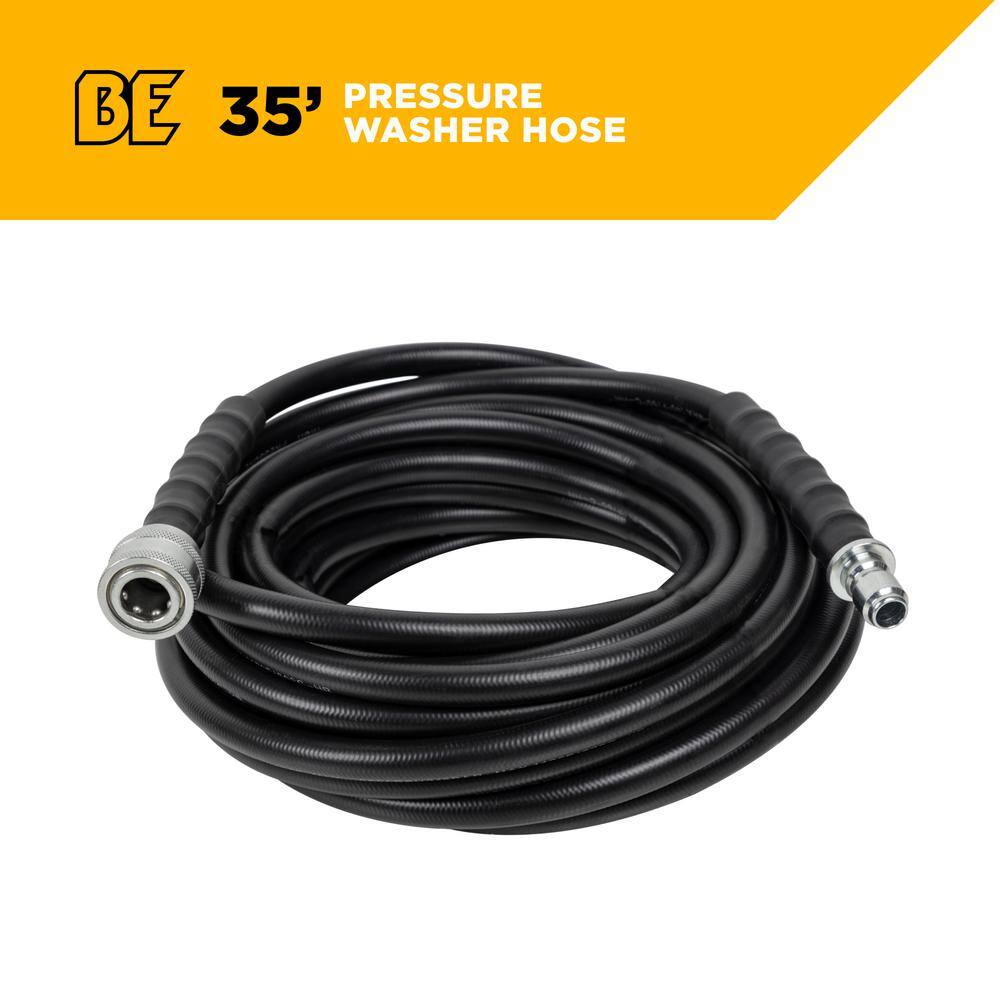 BE Power Equipment Pressure Washer 35 ft. x 1/4 in. 3,600 PSI Black ...