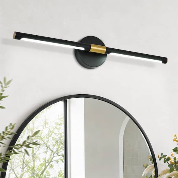 Henveton Nafissa 1-Light Black and Gold LED Vanity Light for Bathroom ...