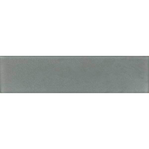 Apollo Tile Gray 3 in. x 12 in. Matte Finished Glass Mosaic Tile Sample ...