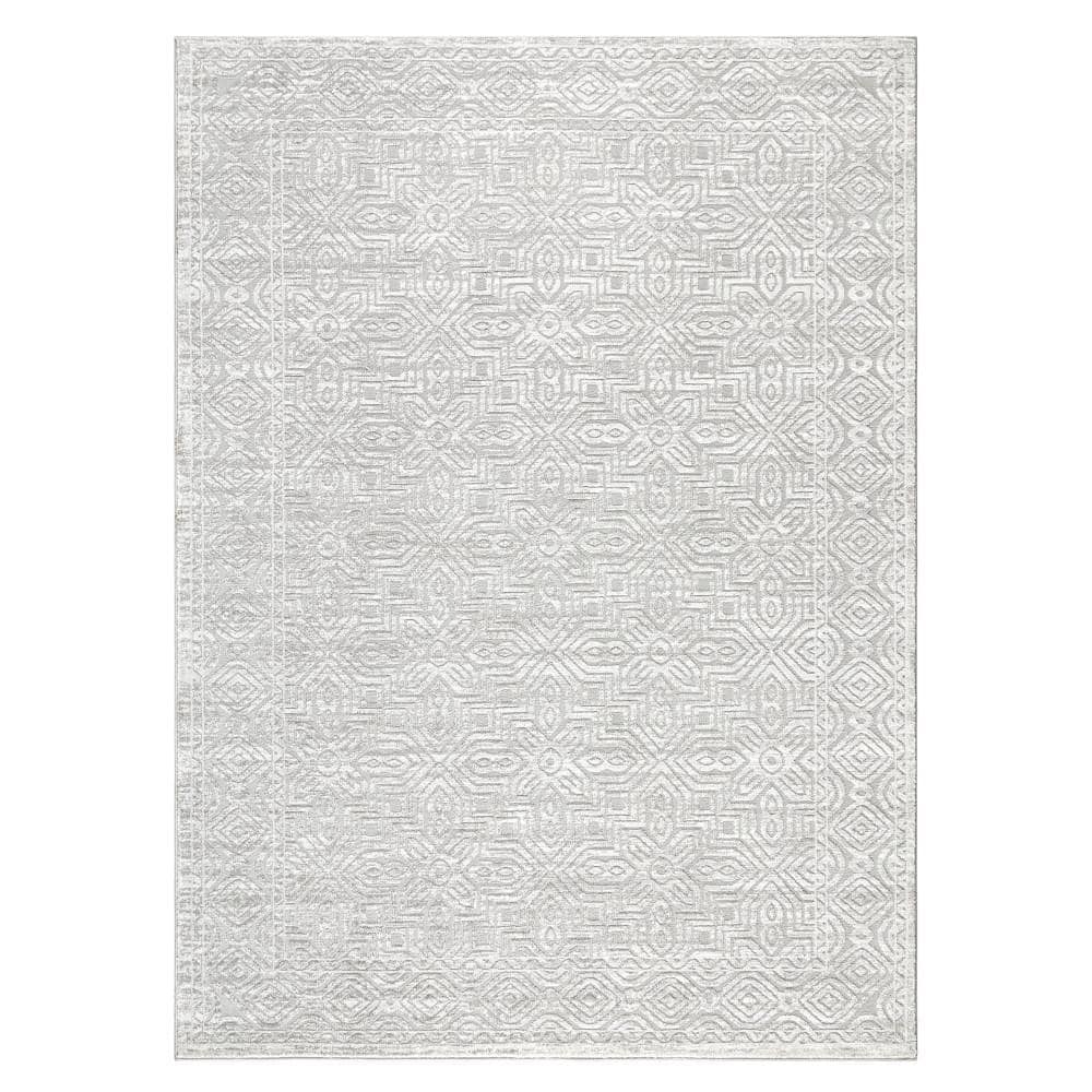 TOWN & COUNTRY LIVING Luxe Maya Medallion Tile Grey 8 Ft. x 10 Ft. Area ...