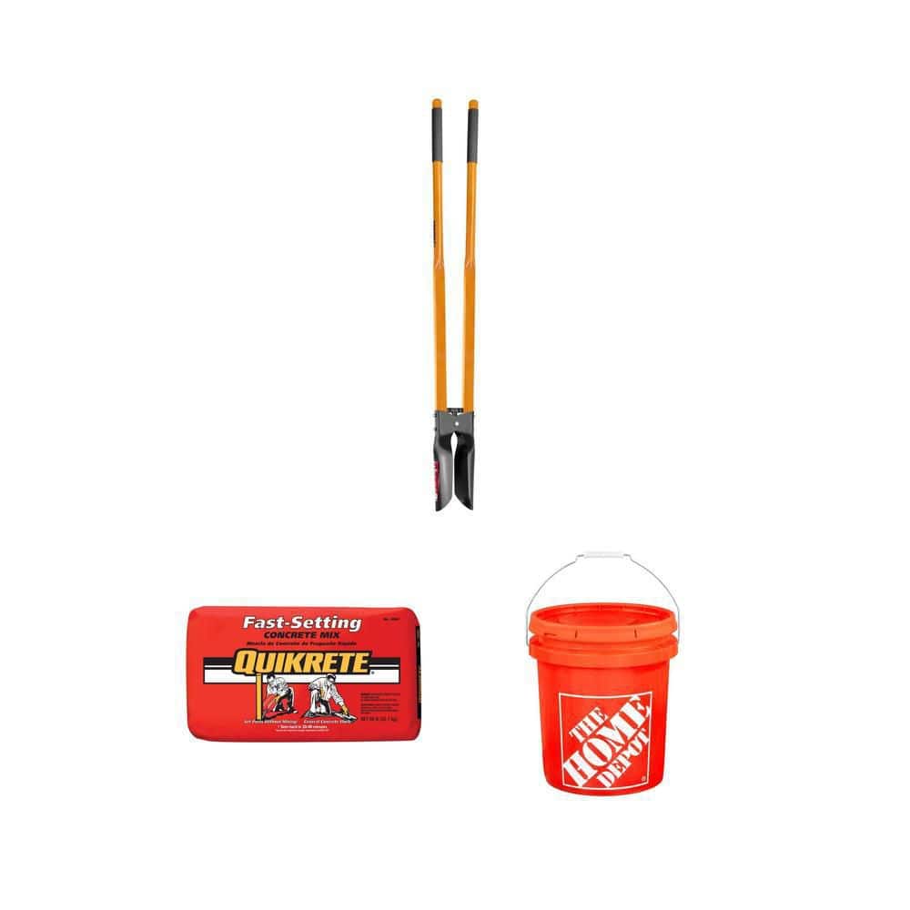 47 in. Post Hole Digger, 50 lb. Concrete Mix and 5 Gallon Bucket Combo ...