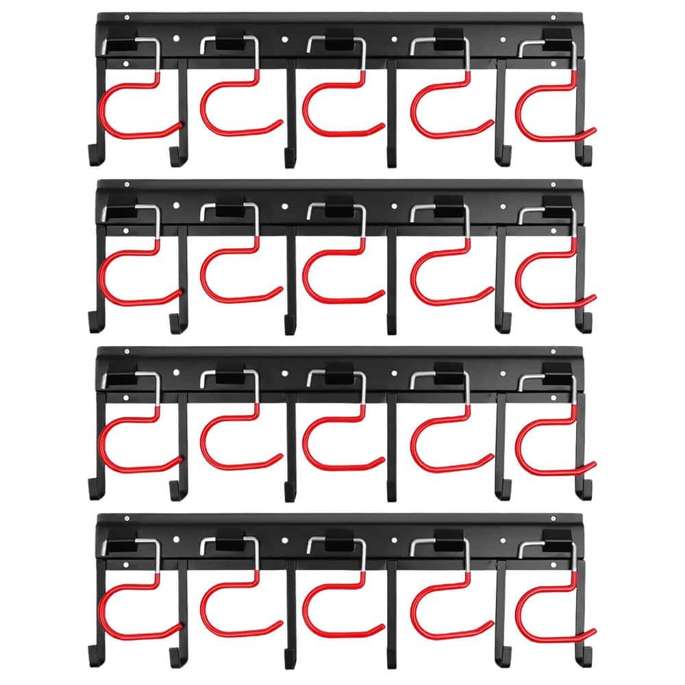 1 Pack 18 in. Black Metal Durable Wall Rack with 20 Coated Steel Hooks ...