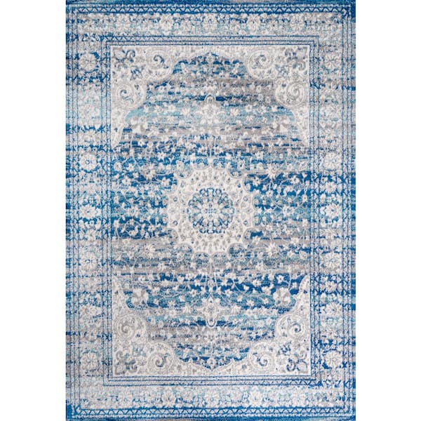 JONATHAN Y Scala Ornate Bohemian Medallion Blue/Dark Gray 5 ft. x 8 ft ...