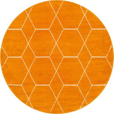 StyleWell Trellis Frieze Orange/Ivory 8 ft. x 11 ft. Geometric Area Rug ...