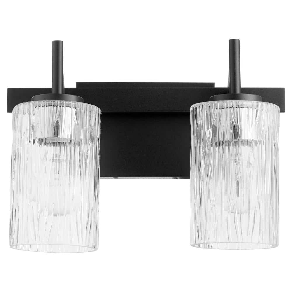 Quorum INTERNATIONAL 2-Light - 100-Watt Medium Lamp Base Light Vanity 13 in. Width with 2 Clear ...