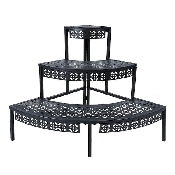3-Tier Black Metal Plant Stand (27.25 in. H W x 23.25 in. H) L0C6JPCHG2 ...