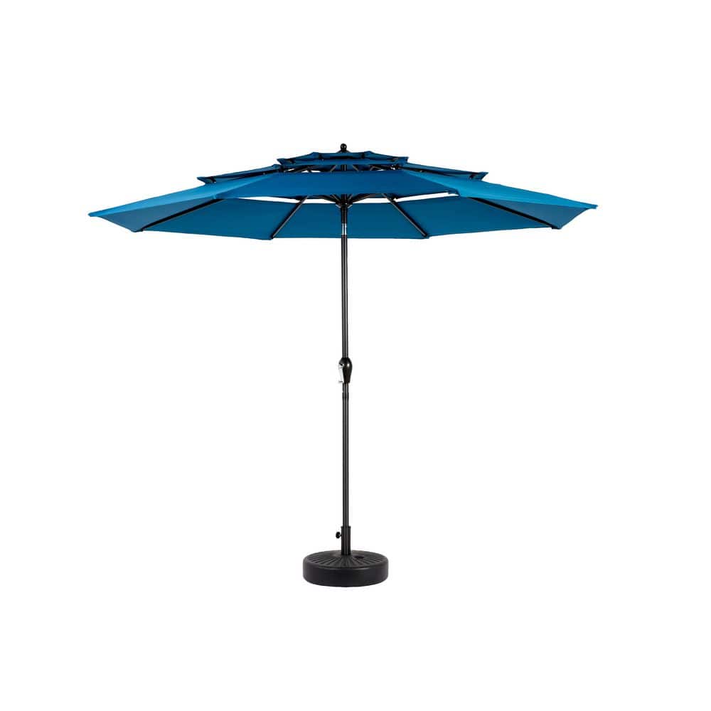 LAITING INC 10 ft. Aluminium 3 Tier Auto-tilt Umbrella, Outdoor Patio ...