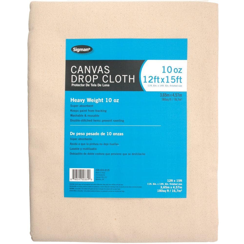 Sigman 11 ft. 6 in. x 14 ft. 6 in., 10 oz. Canvas Drop Cloth CD101215 ...