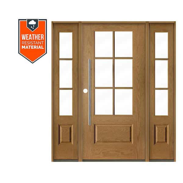 Krosswood Doors Faux Pivot 64 in. x 79 in. 3-Lite Right-Hand/Inswing ...