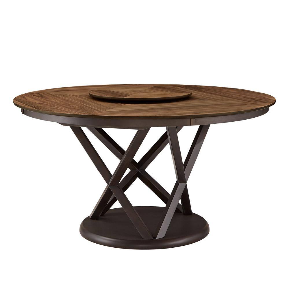 HomeSullivan 59.4 in. Two-Tone Round Espresso And Walnut Wood Dining ...