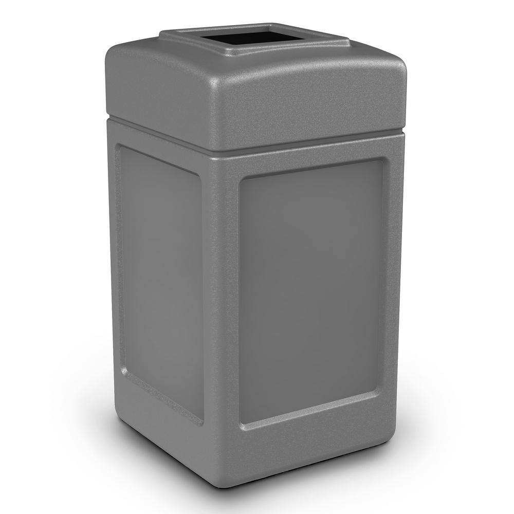 42 Gal. Gray Open-Top Square Waste Trash Container 732103 - The Home Depot