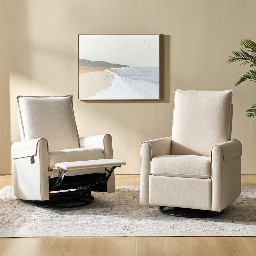 JAYDEN CREATION Loleta Linen 29.5 in. Swivel and Rocker Manual Recliner ...