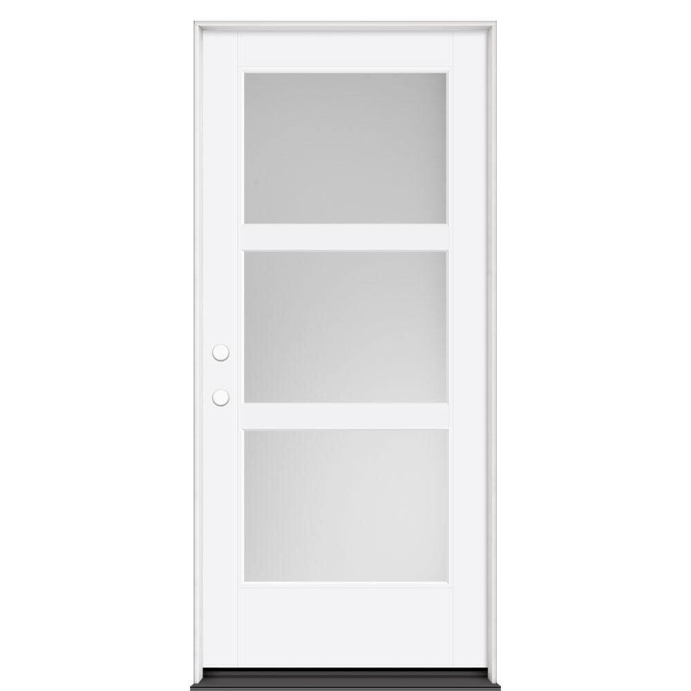 Masonite Vistagrande 36 in. x 80 in. Right-Hand/Inswing 3 Lite Pearl ...