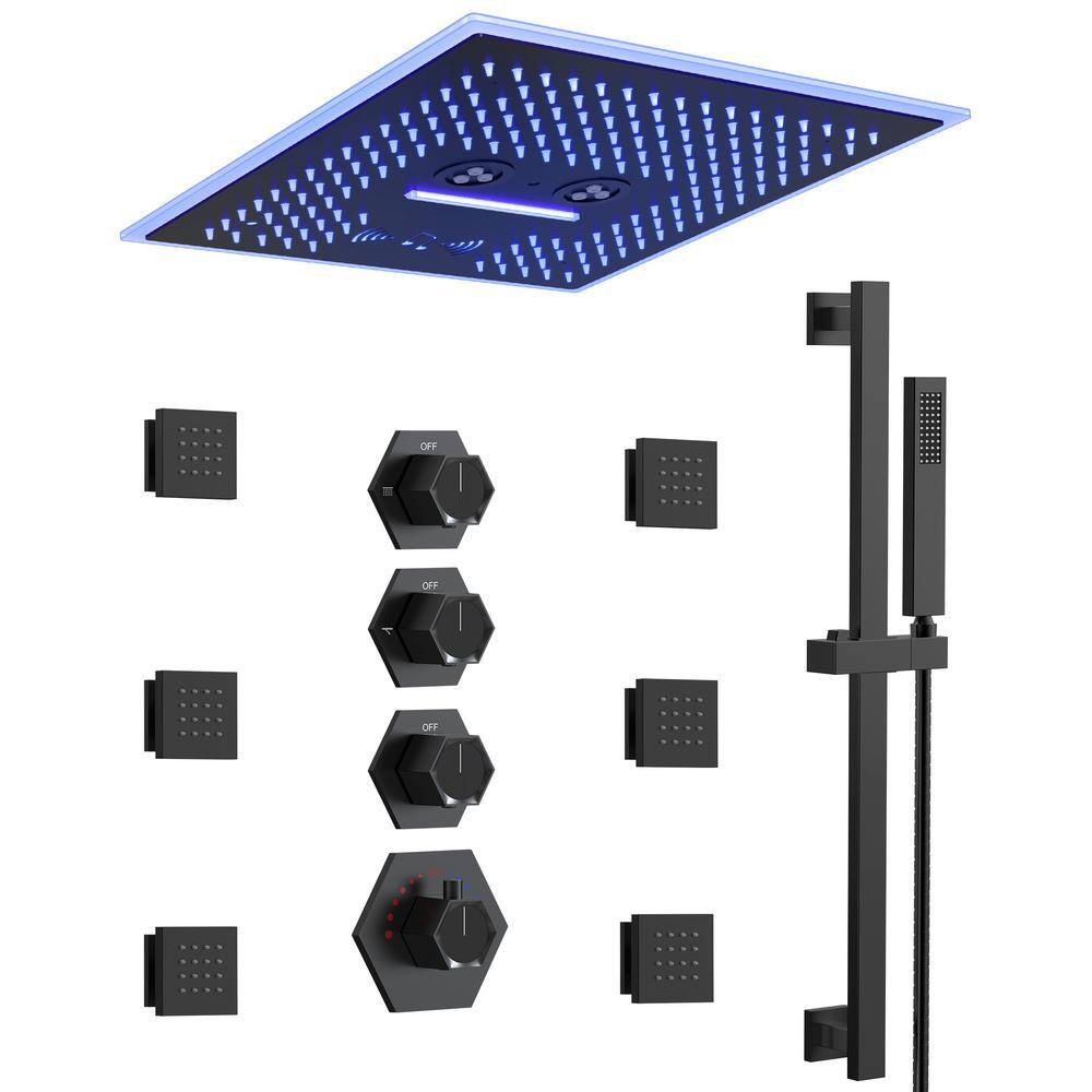 EVERSTEIN 17-Spray 16 in. Dual Shower Heads Ceiling Mount Fixed and ...