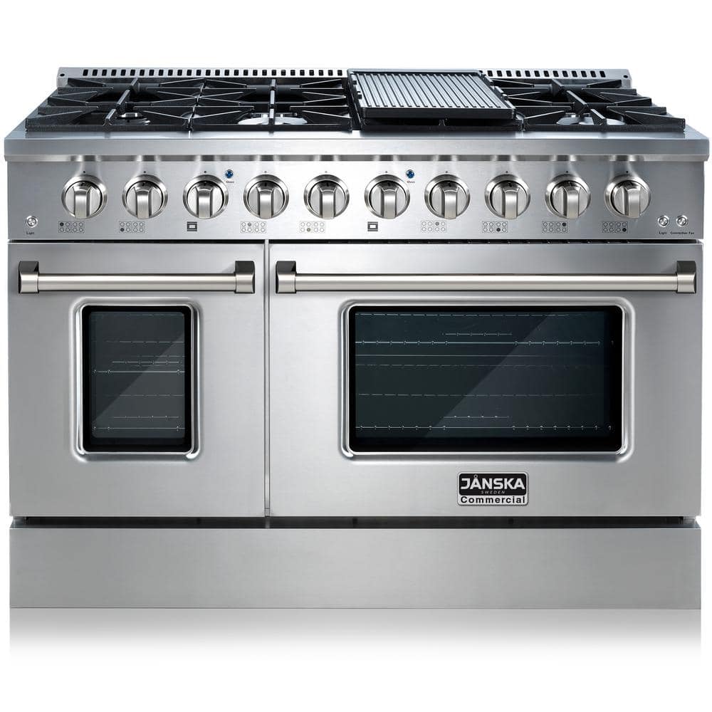 JANSKA 48 in. 6.7 Cu. Ft. Professional Freestanding Dual Fuel Range ...