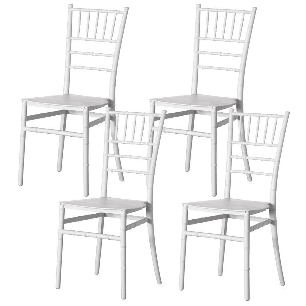 FABULAXE Modern White Stackable Chiavari Dining Chair, Seating for ...