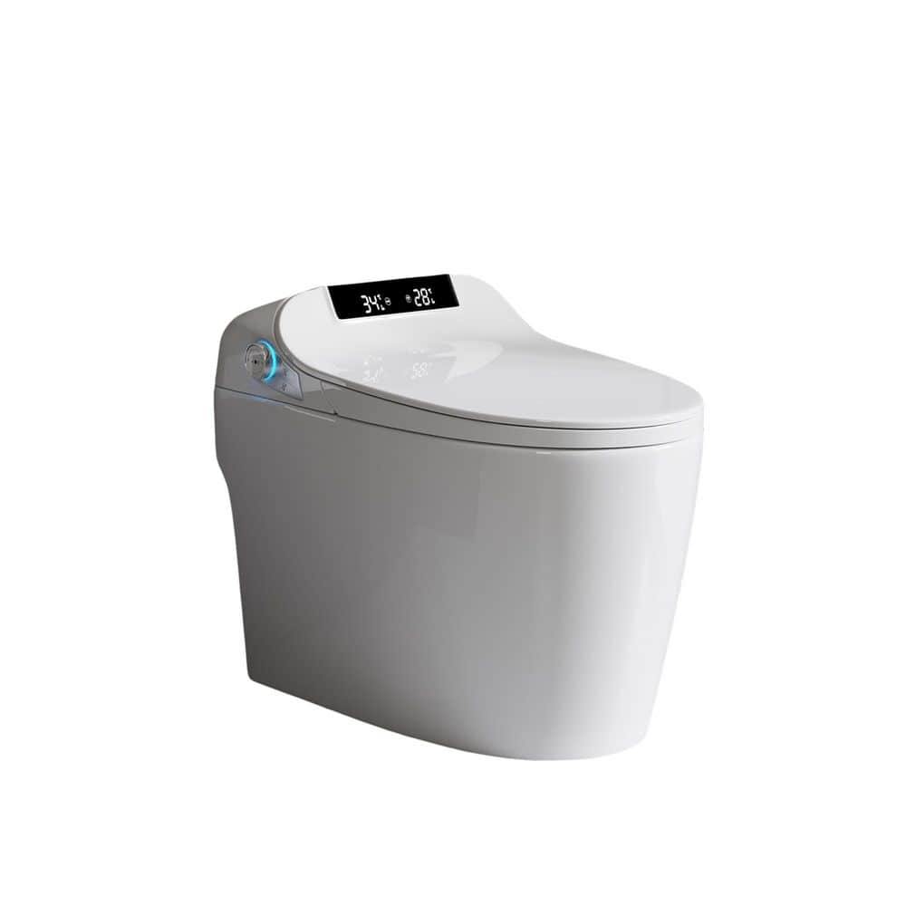 LUXSHERY 1.28 GPF Elongated Smart Bidet Toilet Combo with Foot Sensor ...