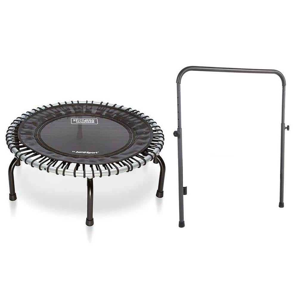 JUMPSPORT Indoor 39 in. Mini Trampoline and Handle Bar Accessory, Black ...