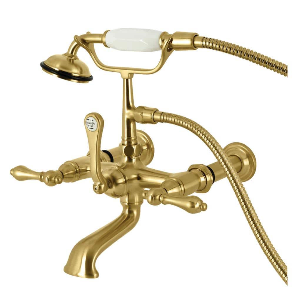 Kingston Brass Vintage 3-Handle Wall-Mount Clawfoot Tub Faucet with ...