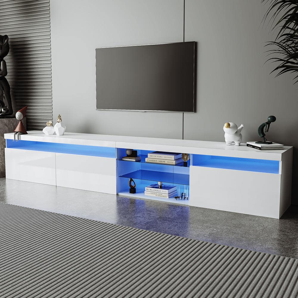 Harper & Bright Designs White TV Stand Fits TV's up to 100 in. with ...