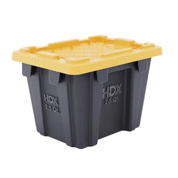 Reviews for HDX 2.5 qt. Tough Storage Tote in Black with Yellow Lid ...