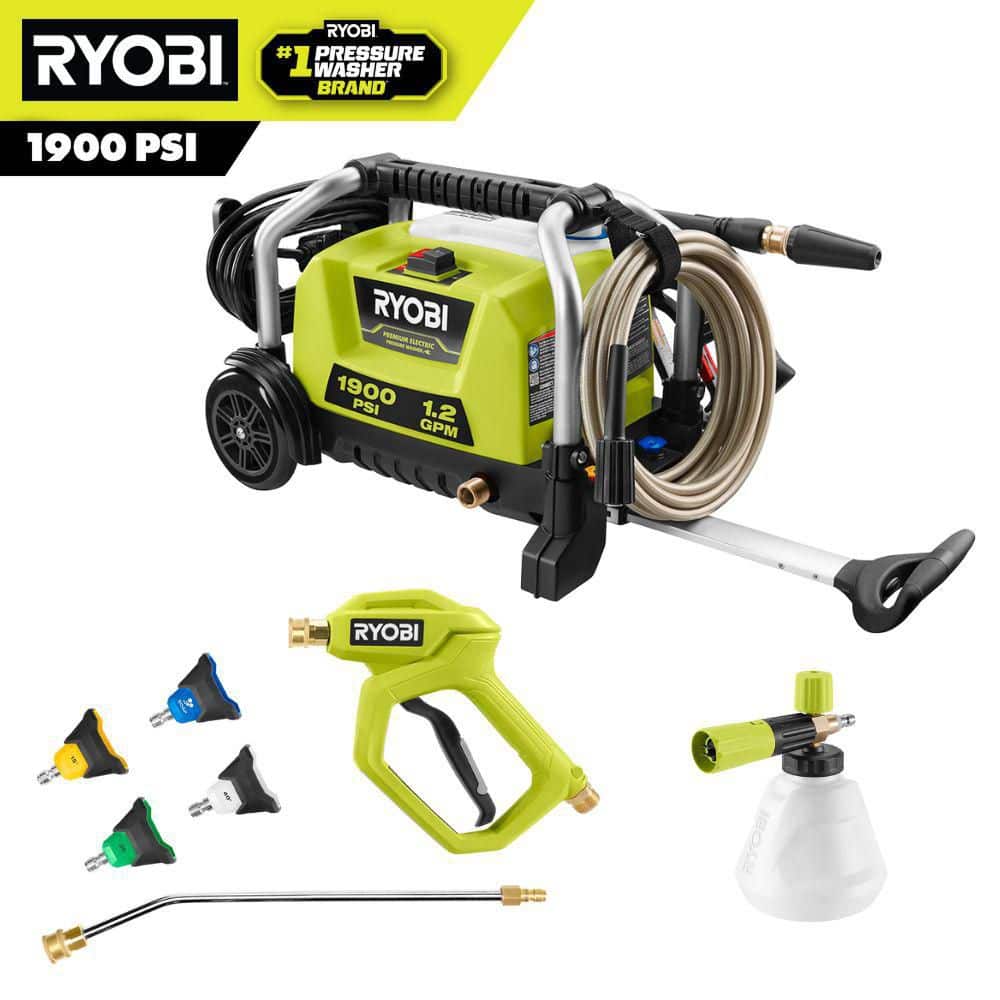 RYOBI 1900 PSI 1.2 GPM Cold Water Wheeled Corded Electric Pressure ...