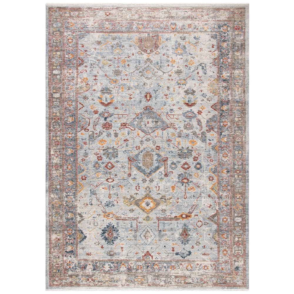 SAFAVIEH History 5 ft. x 8 ft. Light Gray/Rust Distressed Oriental Area ...