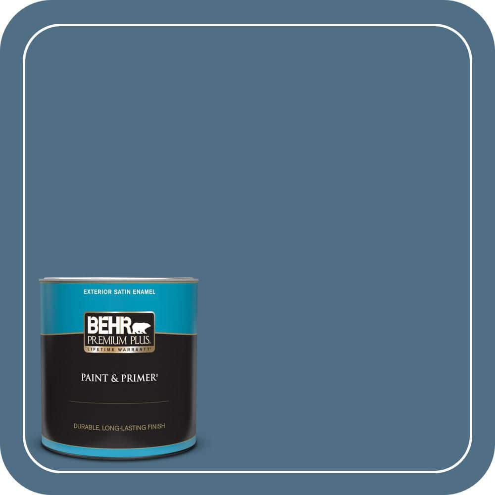 BEHR PREMIUM PLUS 1 qt. #S500-6 Shipyard Satin Enamel Exterior Paint ...