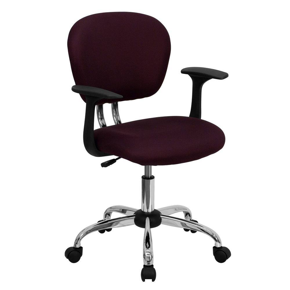 Flash Furniture Mid-Back Burgundy Mesh Swivel Task Chair with Chrome ...