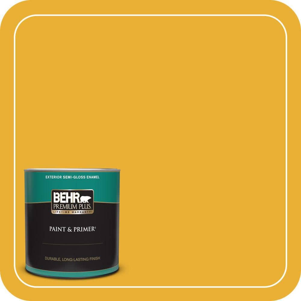 BEHR PREMIUM PLUS 1 qt. #P280-7 Midsummer Gold Semi-Gloss Enamel ...
