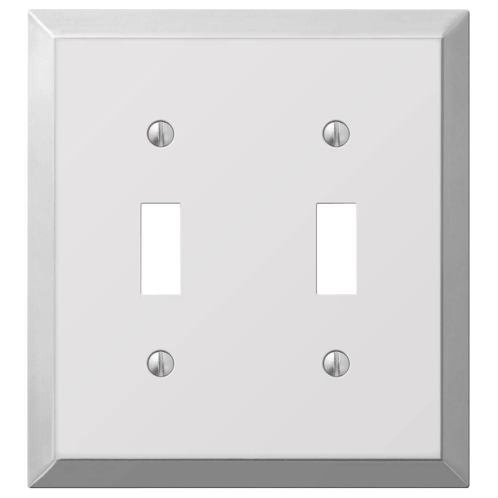 Hampton Bay 2 Gang Toggle Steel Wall Plate Metallic - Polished Chrome ...