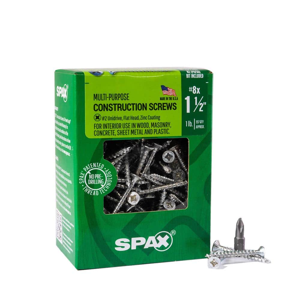 SPAX #8 x 1-1/2 in. Interior Flat Head Wood Screws Construction ...
