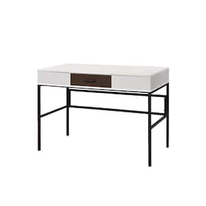 HomeRoots 47 in. Rectangular Black Metal 2-Drawer Computer Desks ...