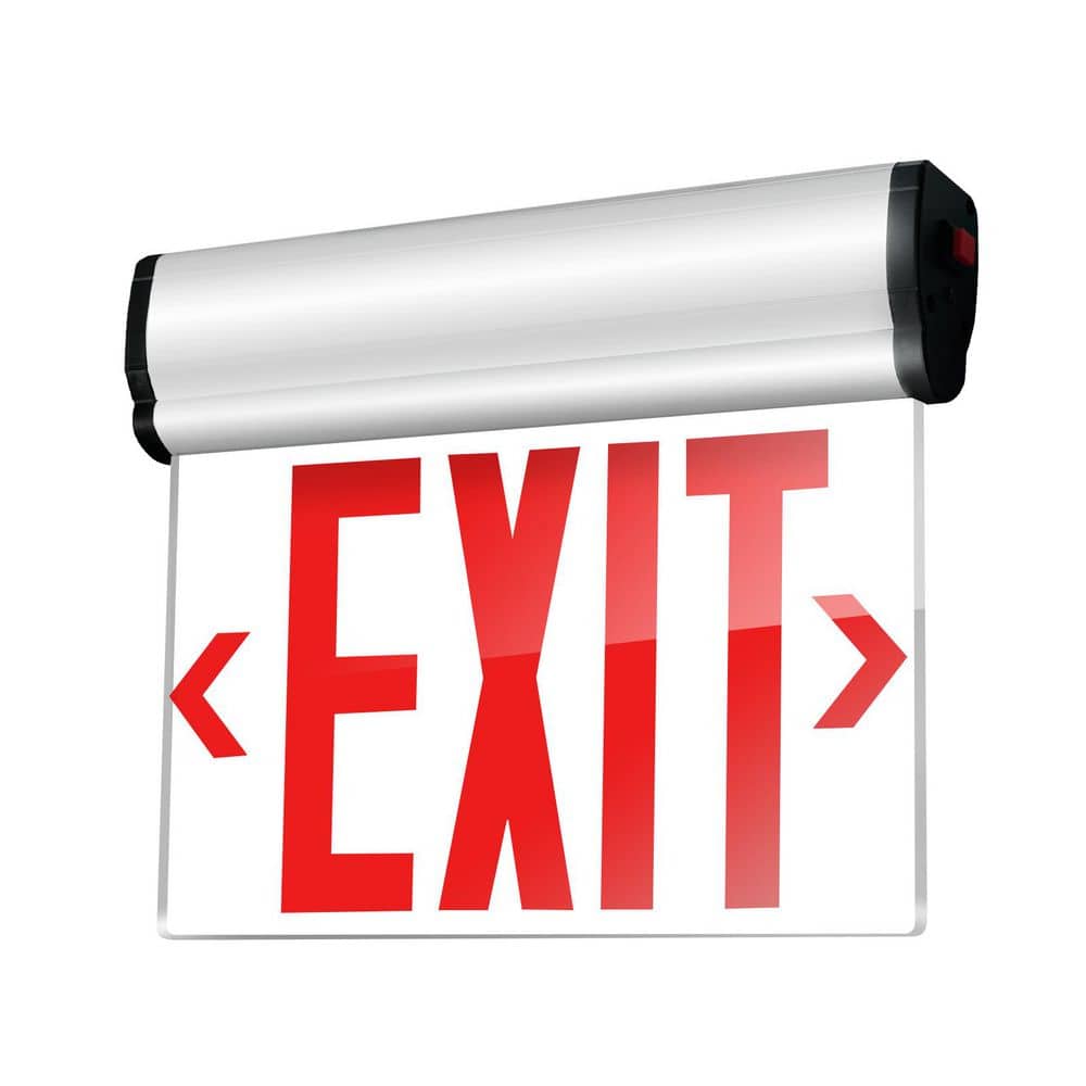 RUN BISON AC 120/277-Volt Edge-Lit Integrated LED Red Emergency Exit ...
