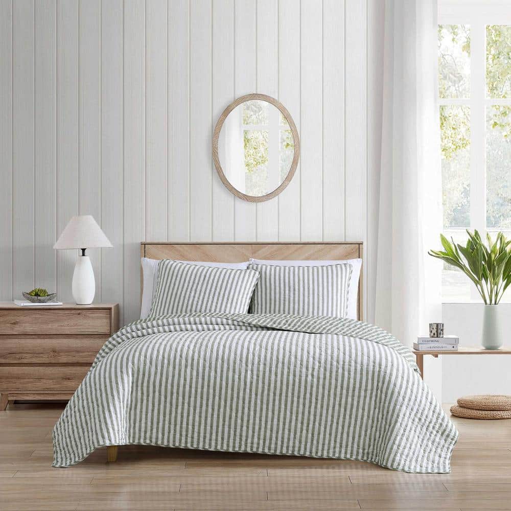 Stone Cottage Willow Way Ticking Stripe 2-Piece Sage Green Cotton Twin ...
