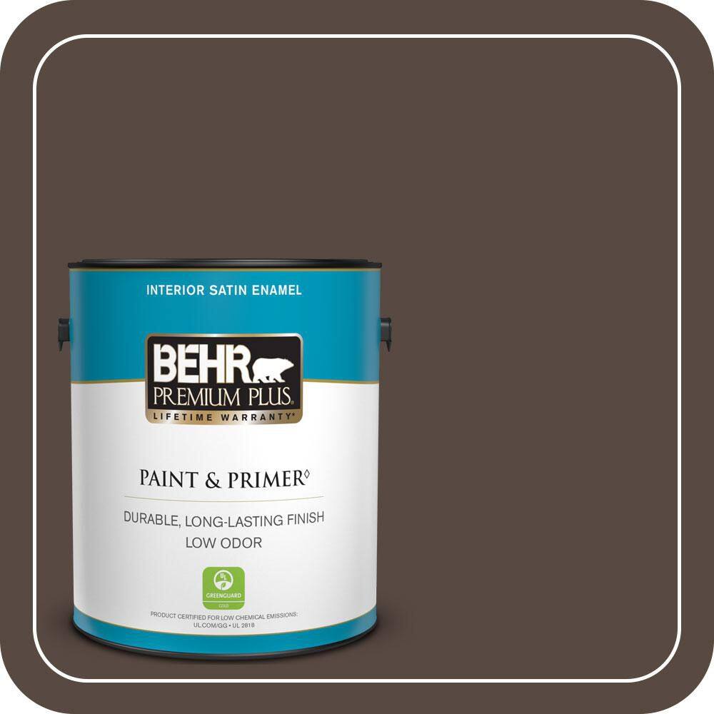 BEHR PREMIUM PLUS 1 gal. #780B-7 Bison Brown Satin Enamel Low Odor ...