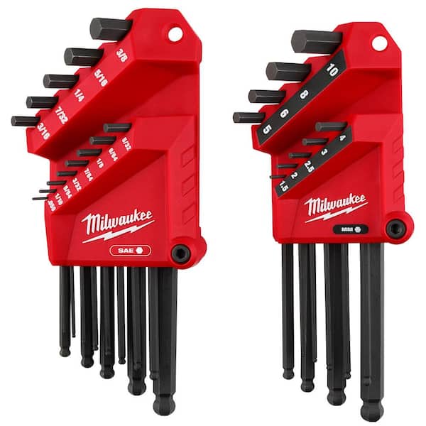 Milwaukee Ball End SAE/Metric L-Key Set with 27-In-1 Ratcheting Multi ...