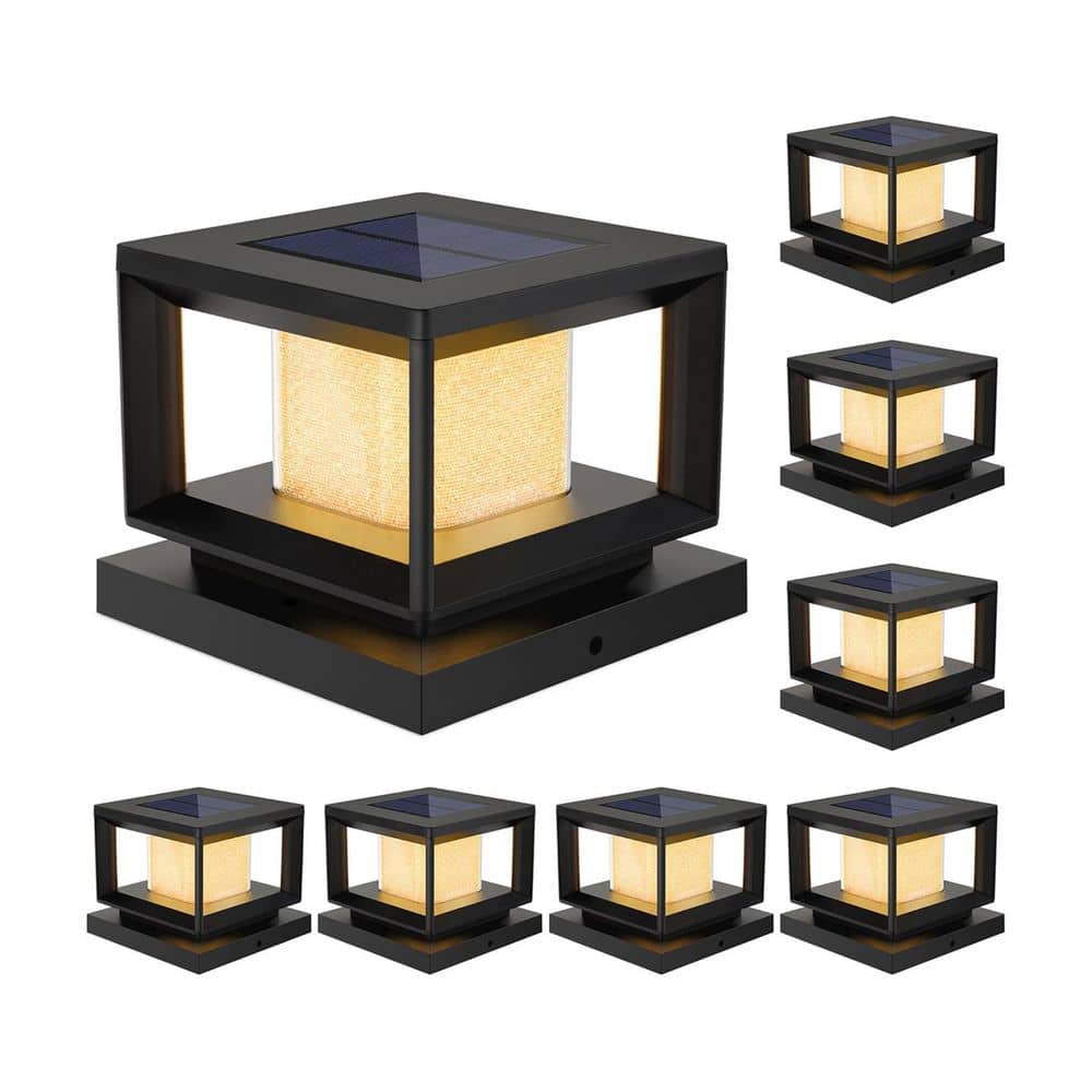 Afoxsos 8-Pack Black Solar Post Lights Outdoor Waterproof Fence Cap ...